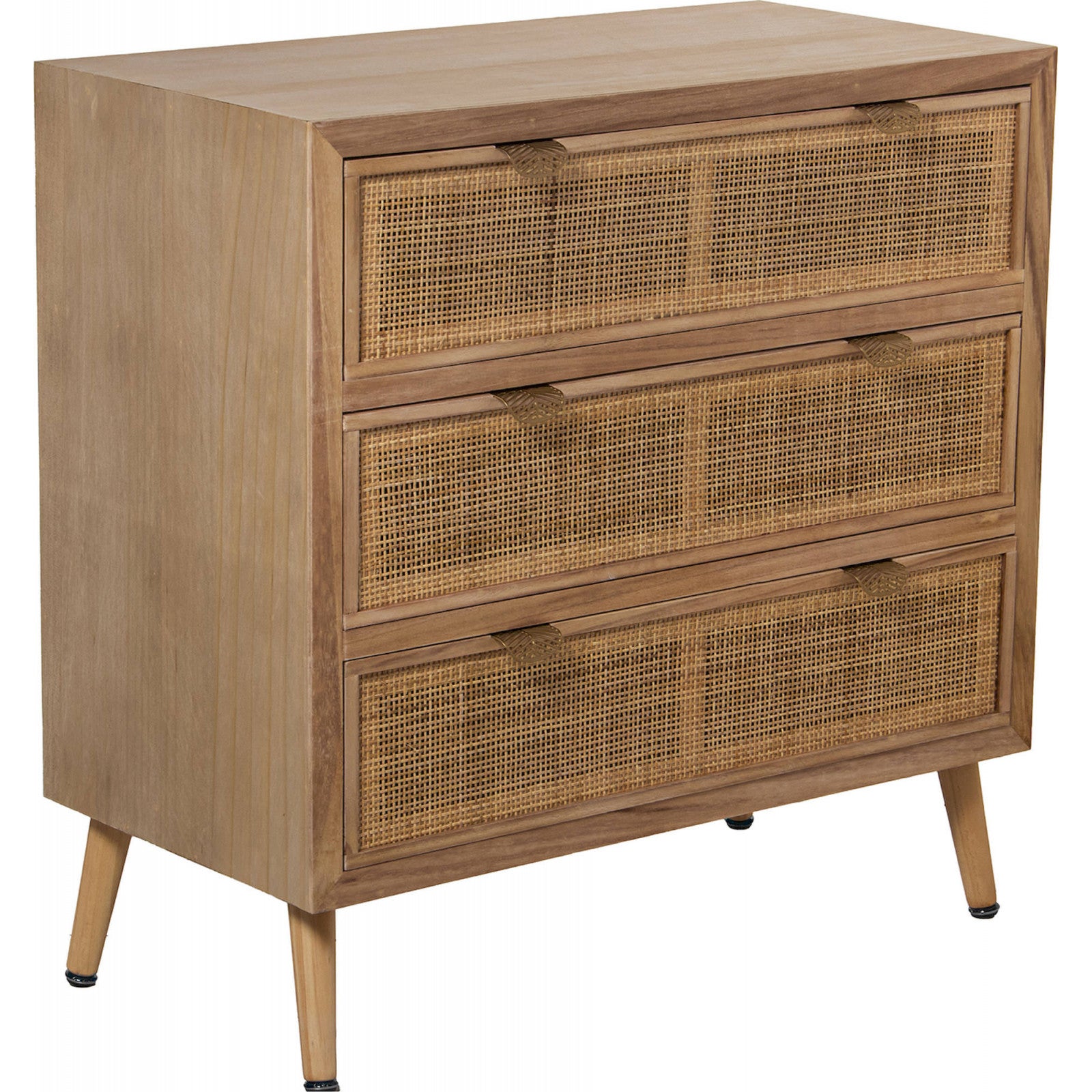 Commode élégante bois et tiroirs rotin pour intérieur chic 80 x 40 x 80 ...