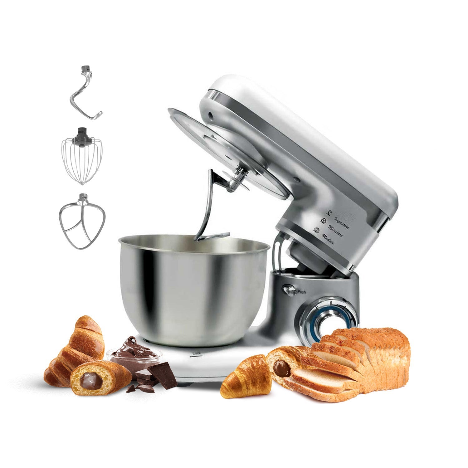 DCG Impastatrice Planetaria KM1401S Impastatore Ciotola in Acciaio 4lt ...