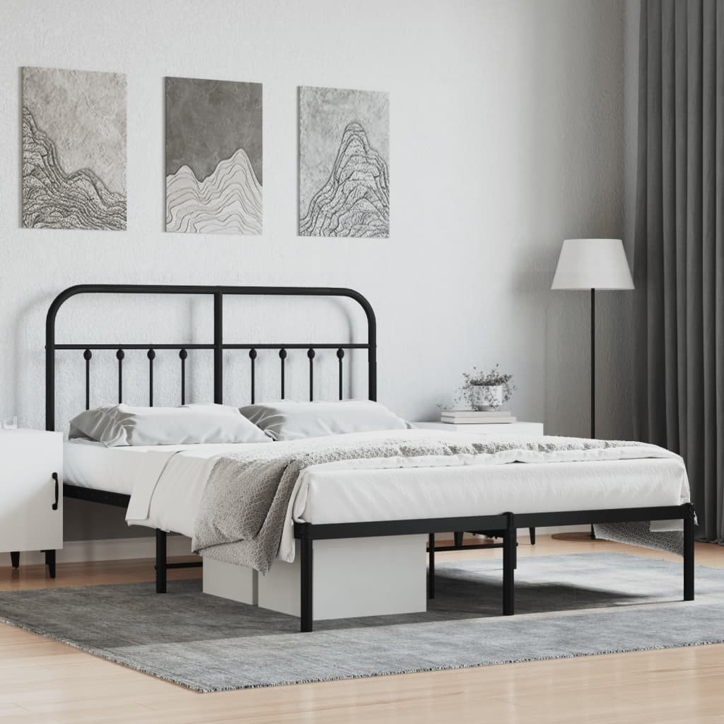 Maison Exclusive - Estructura cama sin colchón con cabecero metal negro ...