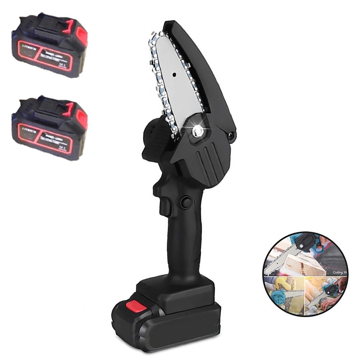 MINI SEGA ELETTRICA A BATTERIA 88V MOTOSEGA 4" CATENA POTATURA RAMI 2 ...