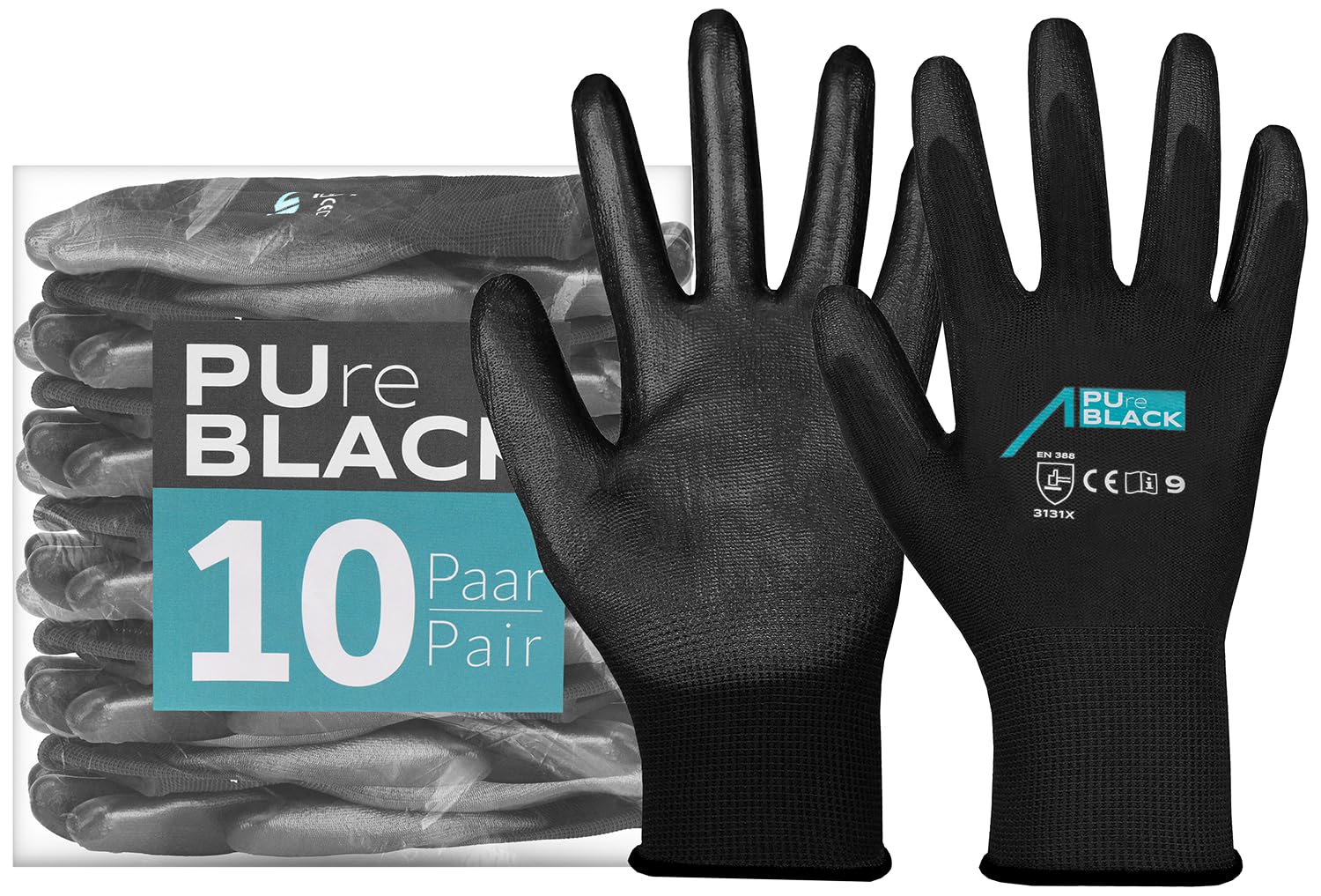 ACE PURE Black - Guanti da lavoro, 10 paia di guanti da lavoro ...