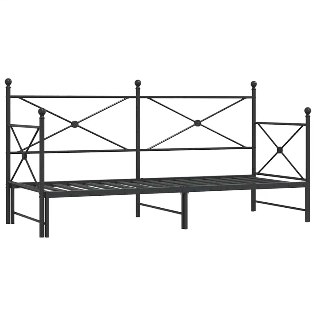 Méridienne avec lit gigogne sans matelas noir 90x200 cm acier ...