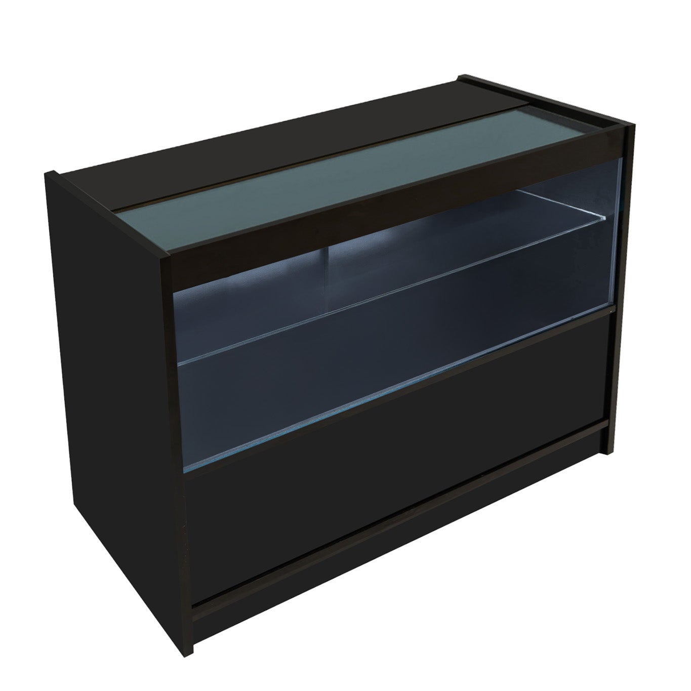 Comptoir de Vente en MDF Noir LED Blancs Intégrés C1200 3 Étagères ...