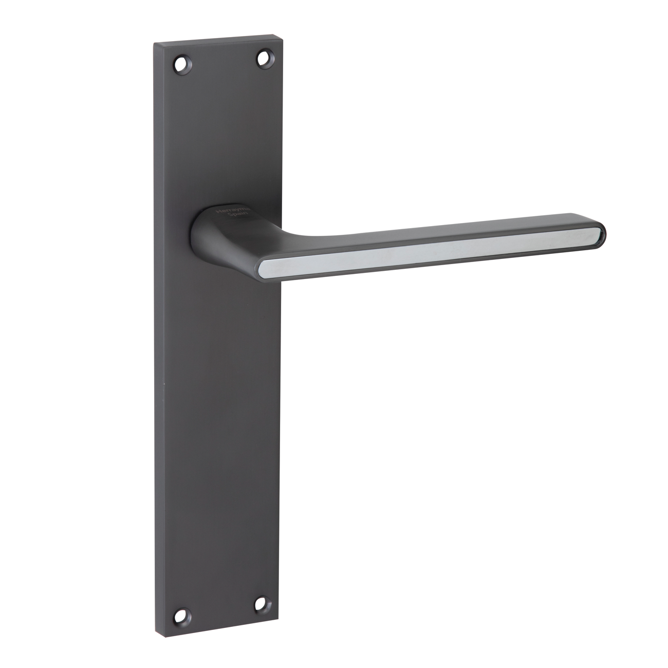 Poignée de porte Zamak Graphite modèle '810' sur plaque rectangulaire ...