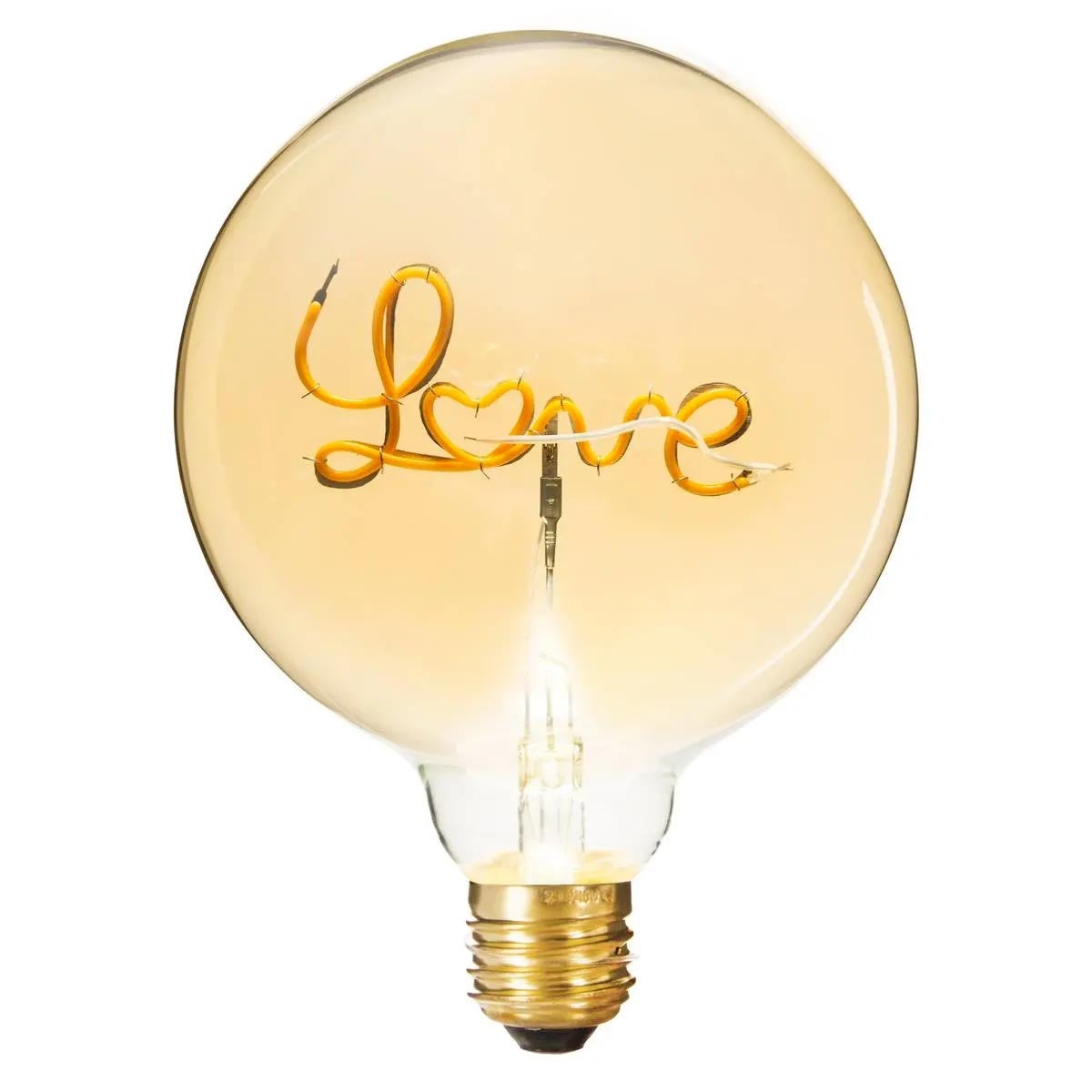 Ampoule Décorative à Filament "Love" 17cm Ambre | Leroy Merlin