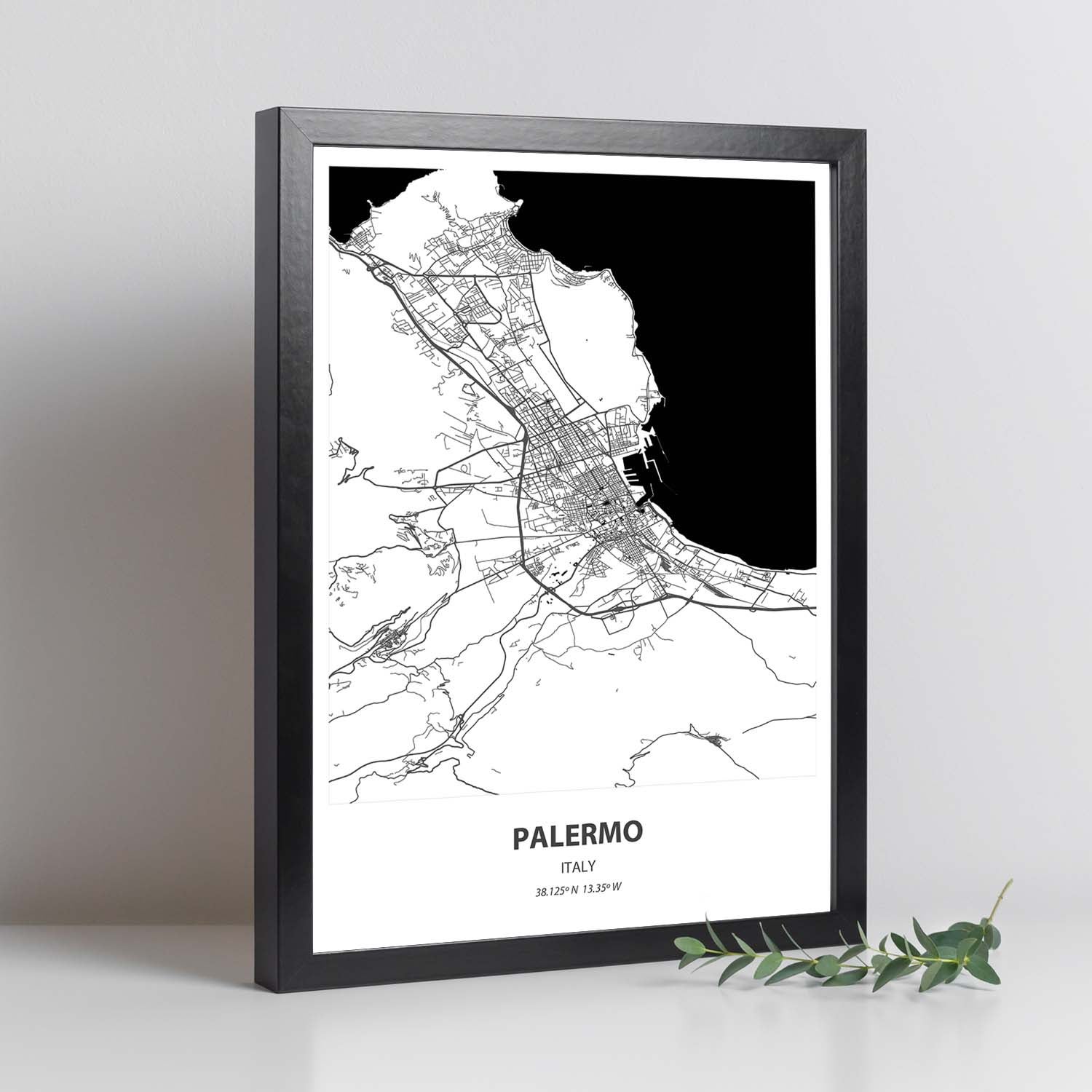 Poster Con Mapa De Palermo Italia Láminas De Ciudades De Italia Con ...