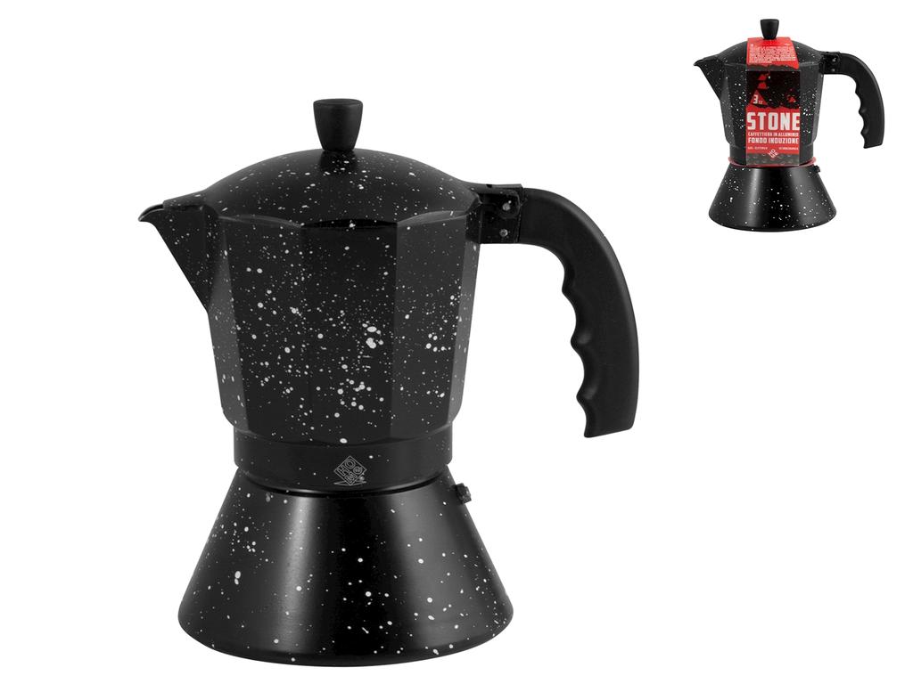 HOME Caffettiera per 3 Tazze, con Fondo Induzione, Decoro Stone ...