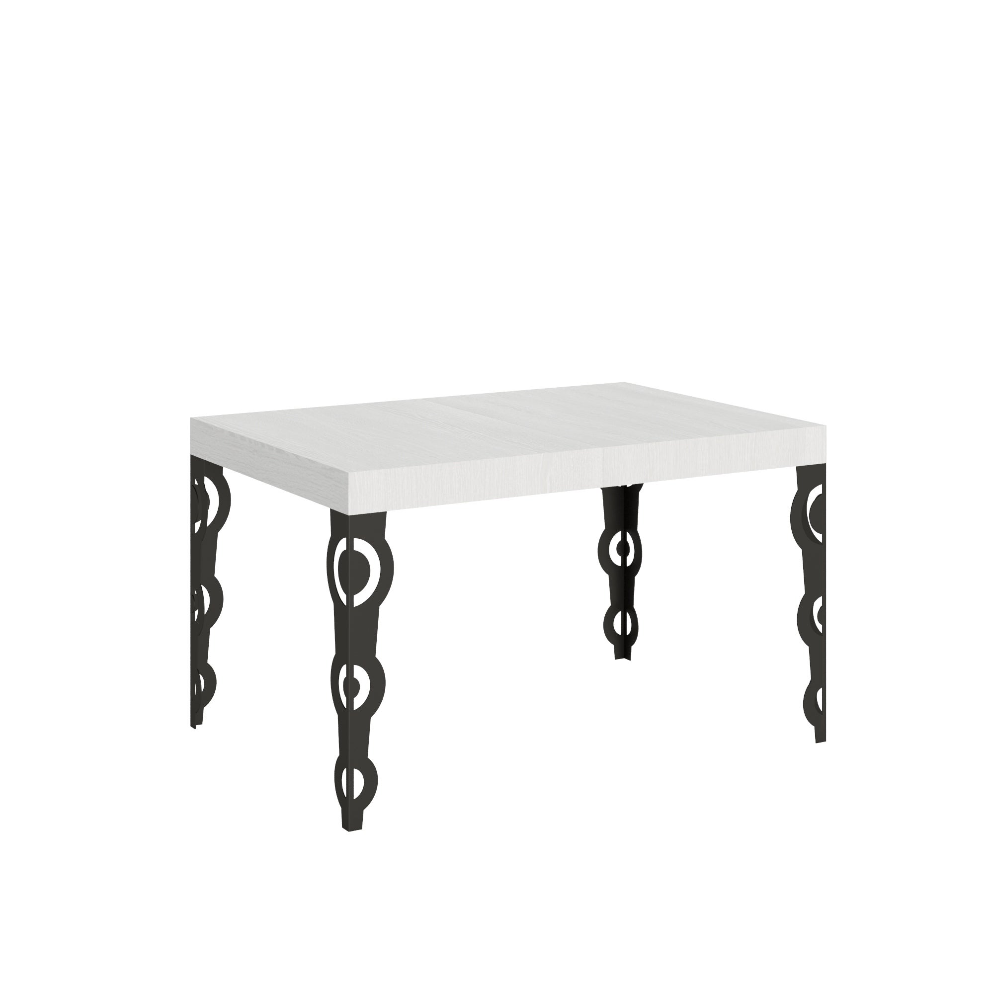 Table extensible 90X120/224 cm Karamay Frêne Blanc structure Anthracite ...
