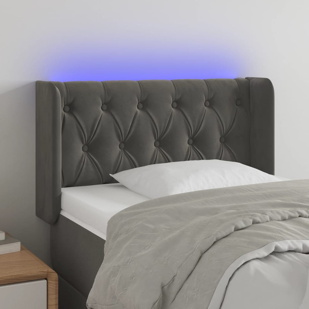 Tête de lit à LED Pour Lit adulte，Décoration murale Gris foncé 83x16x78 ...