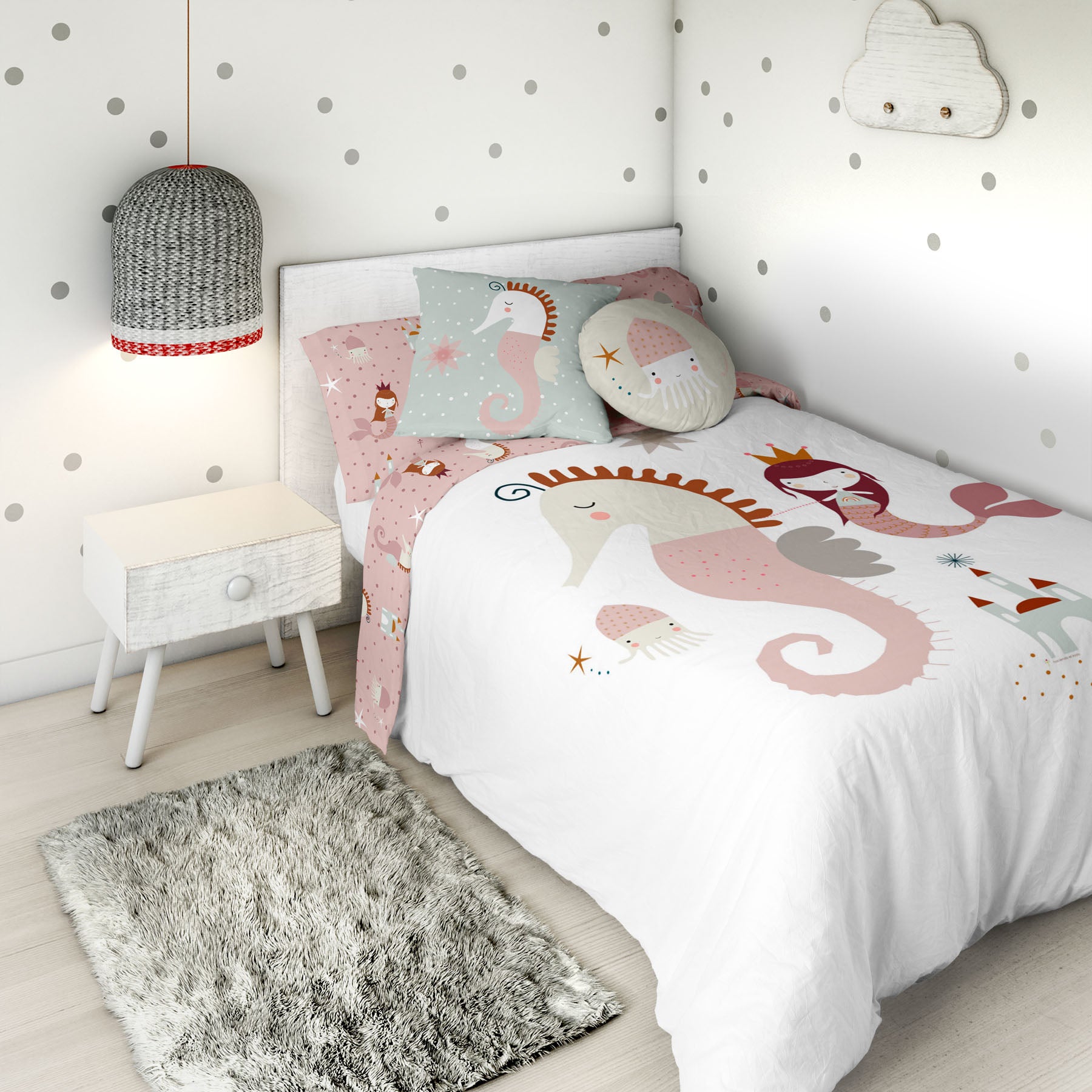 HOUSSE DE COUETTE RÉVERSIBLE HIPPOCAMPE A 100% COTON HOUSSE DE COUETTE ...