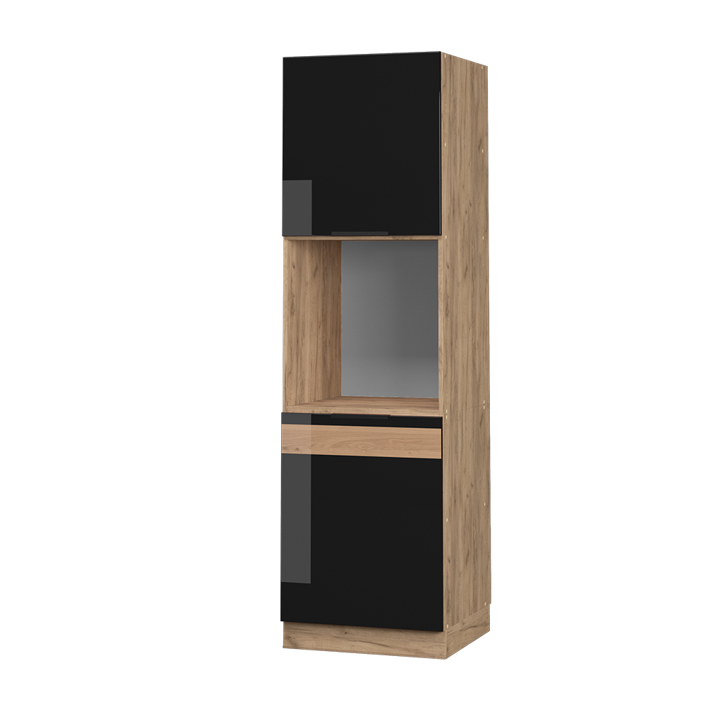 Vicco Meuble pour four Fame-Line, Chêne noir brillant, 60cm ouvert ...