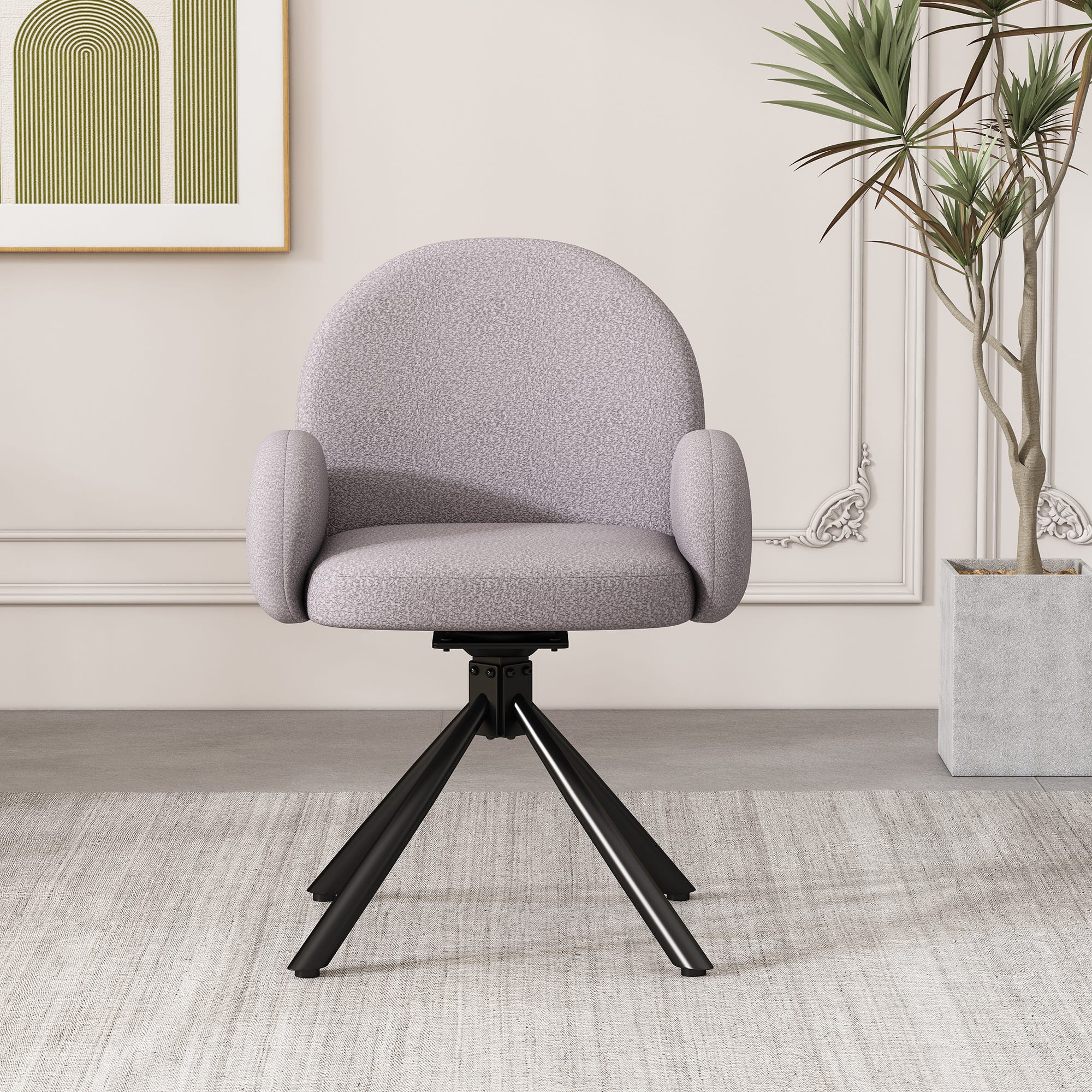 Chaise De Salle à Manger Pivotante Chaise De Salon Tissu Sherpa Avec