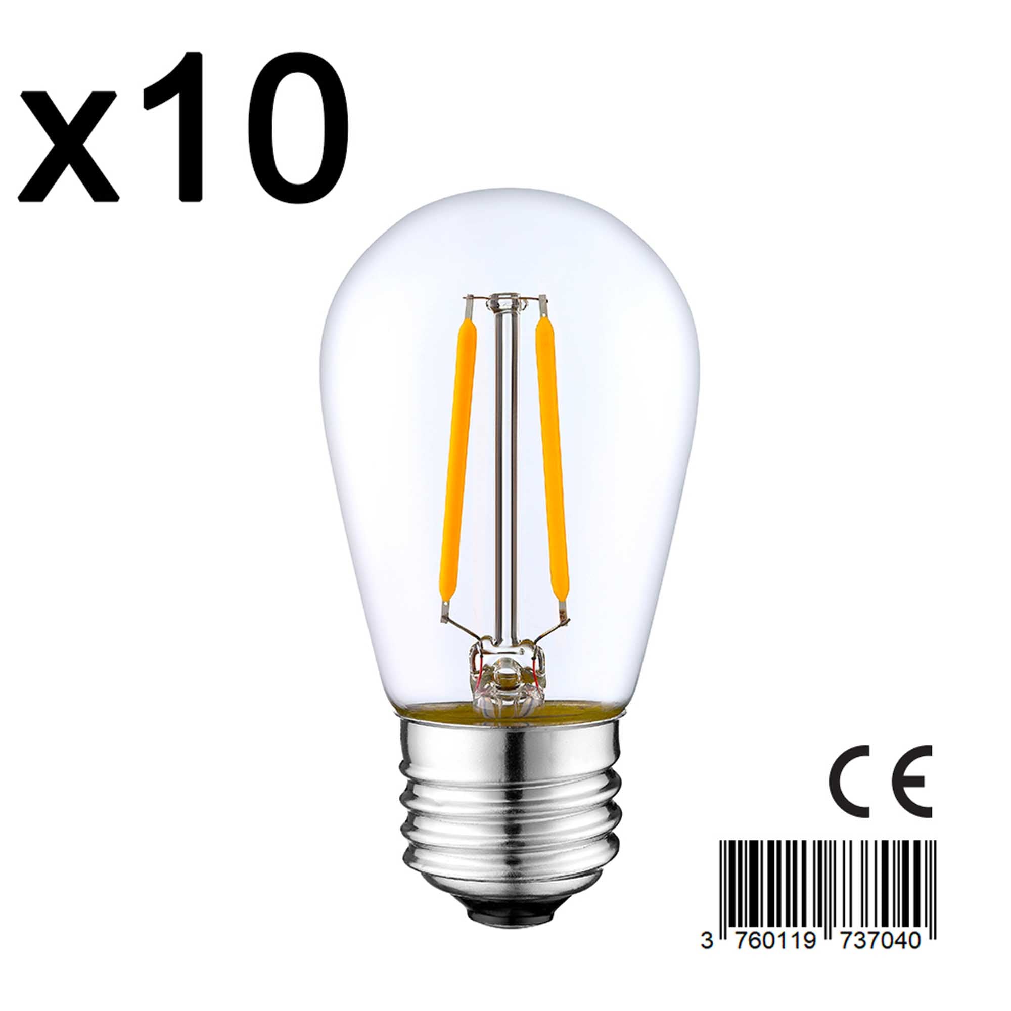 Lot de 10 ampoules filaments LED XENA Transparent Verre E27 2W | Leroy ...