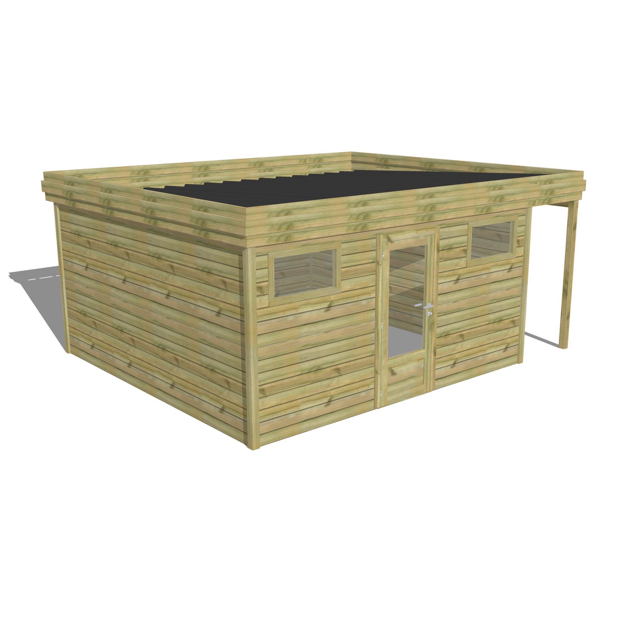 ABRI DE JARDIN bois Pin traité autoclave 27mm - 5,34x4,34m / 23m2 - Bac ...