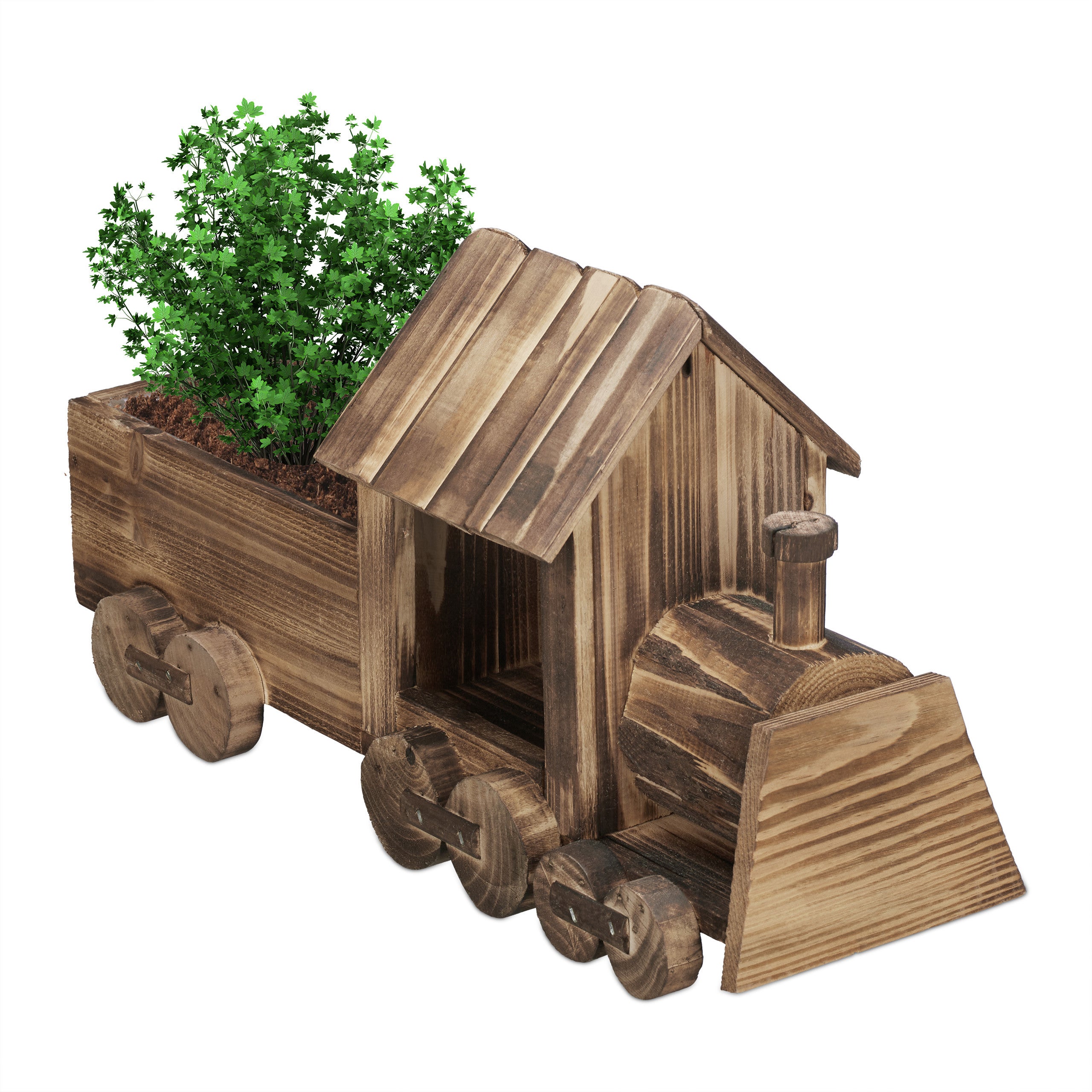 Relaxdays Maceta Madera Ferrocarril, Tiesto Flores y Plantas, Forma ...