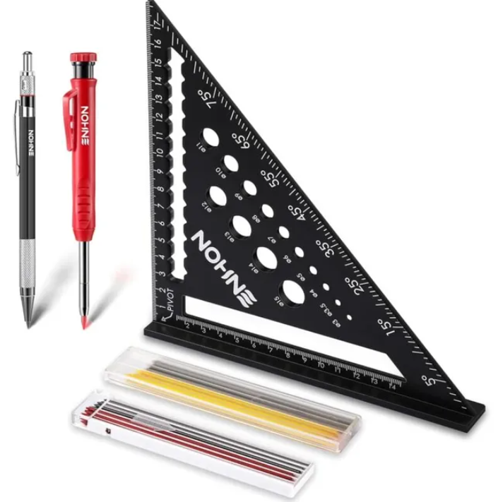 Escuadra de carpintero multifunción de 180 mm [Lápiz de construcción ...