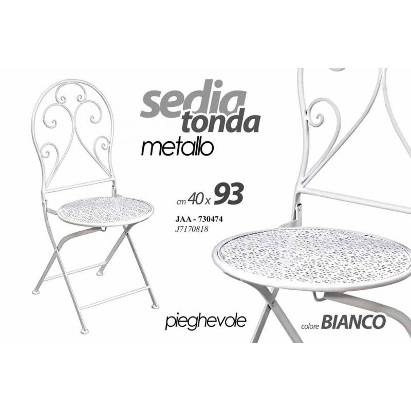 Chaise de jardin pliante ronde blanche en fer cm 40 x 93 h | Leroy Merlin