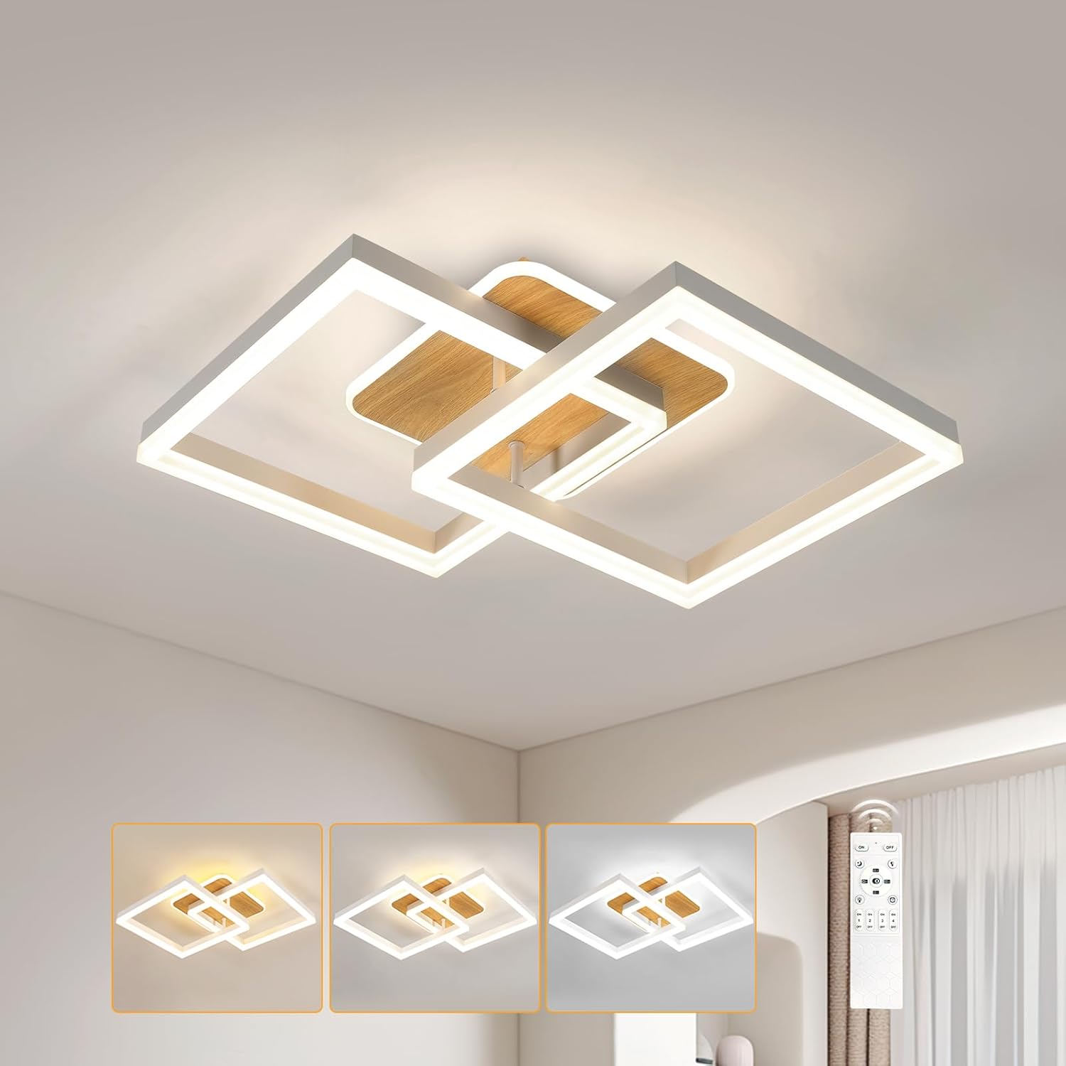 COMELY Plafonnier LED 40W 4500LM, Luminaire Carré Dimmable avec ...