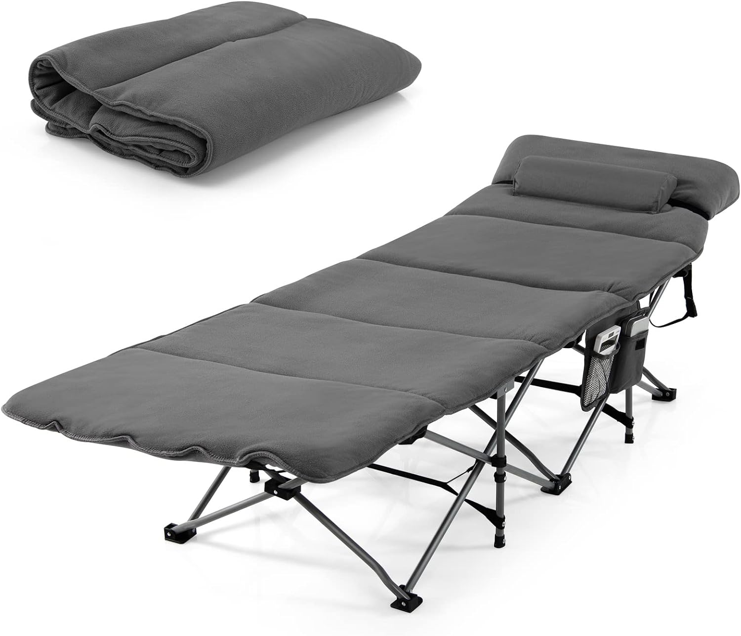 Lit de Camping Pliant avec Matelas et Oreiller Amovibles, Lit de ...