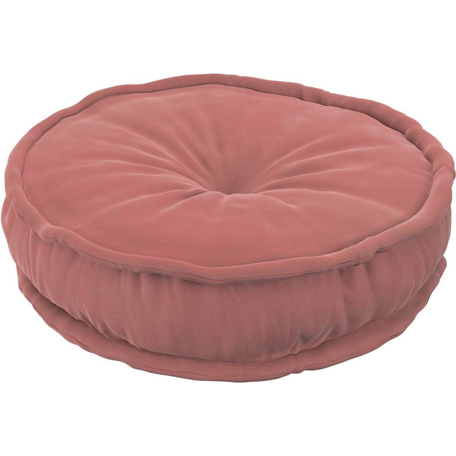 Pouf coussin rond Sweet Drop en velours 50 x 50 x 13 cm Rose Corail ...