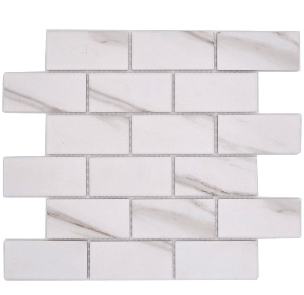 Mosaïque effet pierre en céramique blanche opaque - 10 feuilles de ...