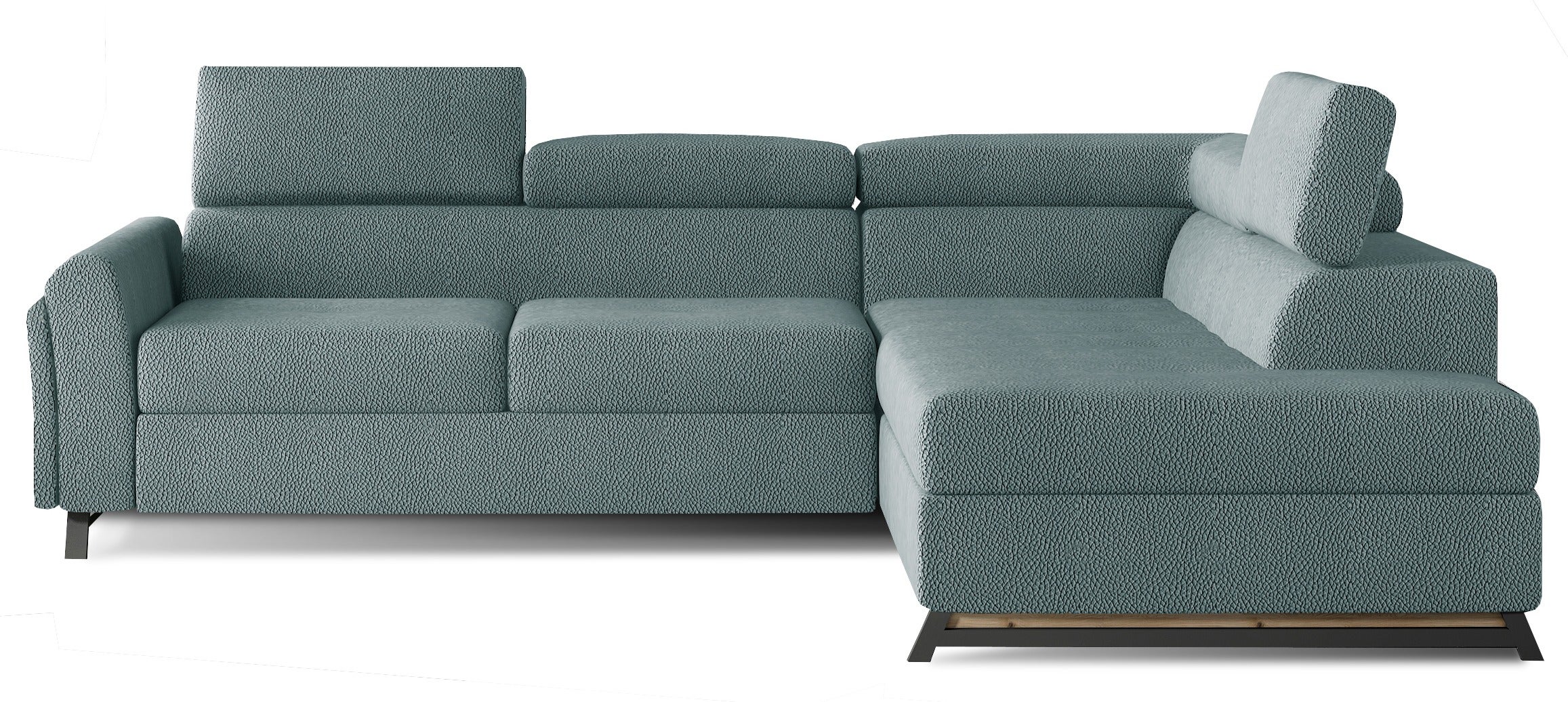 Canapé angle droit convertible velours vert viride avec têtières ...