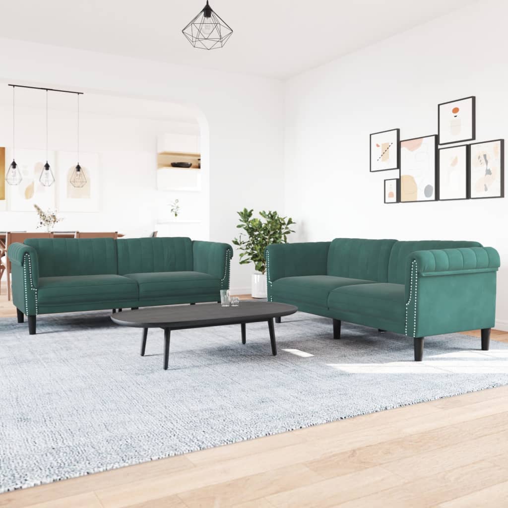 Ensemble de canapés 2 pcs vert foncé velours | Leroy Merlin