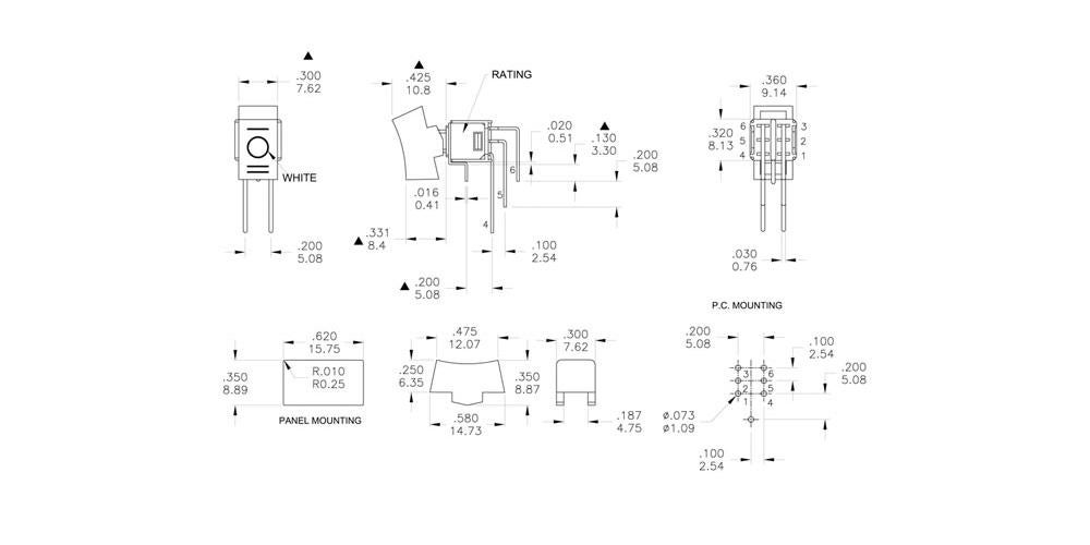 Auction 90° VERTICAL PCB ROCKER SWITCH DPDT (ON)-OFF-(ON) | Leroy Merlin