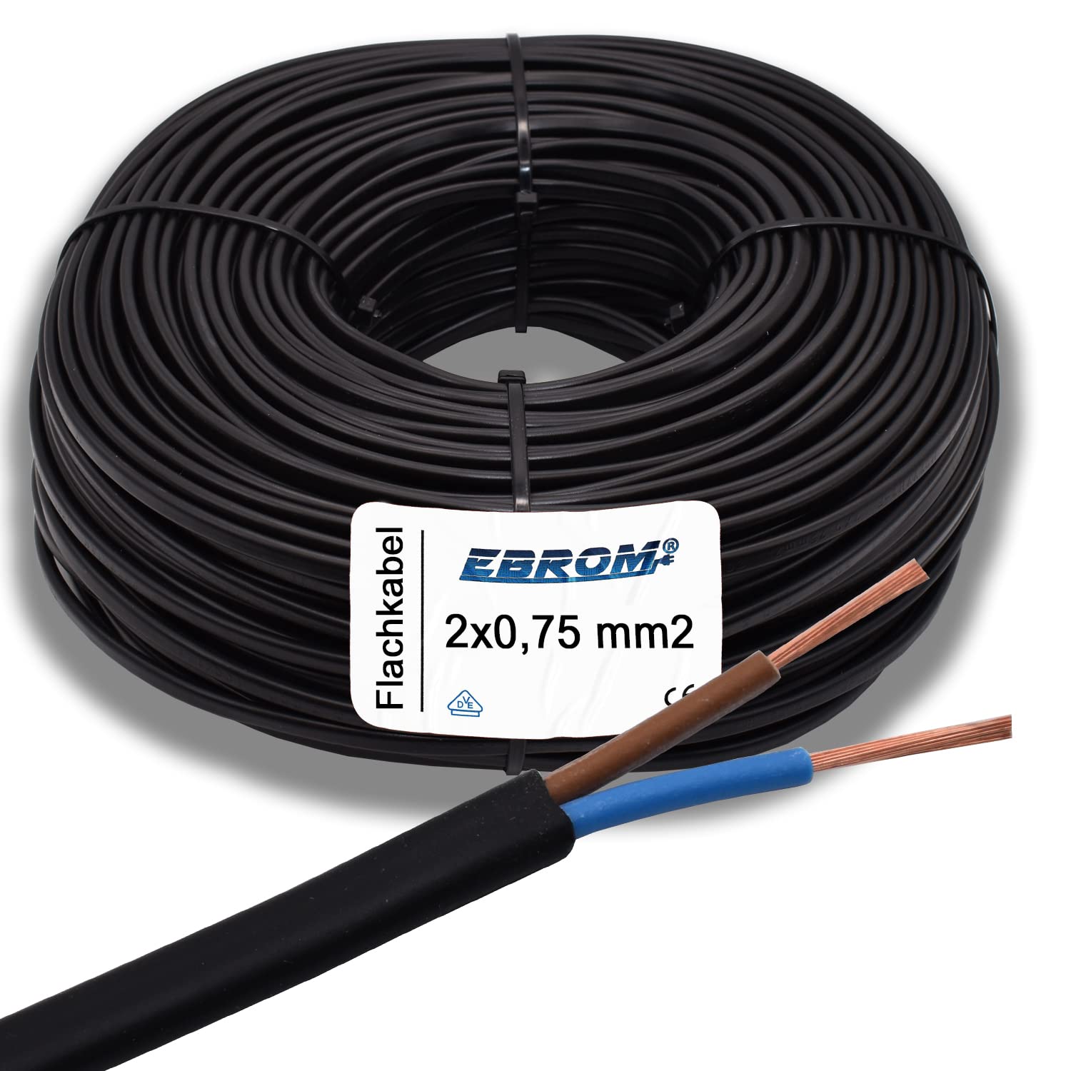 Cavo piatto H03VVH2-F, 2 x 0,75 mm², nero, 2 x 0,75 mm², colori dei ...