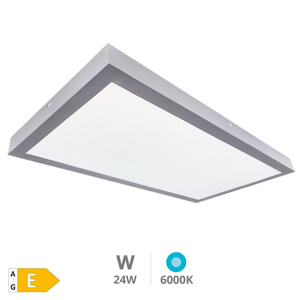Panel superficie LED rectangular Kisongo 60x30cm 24W 6000K Níquel ...