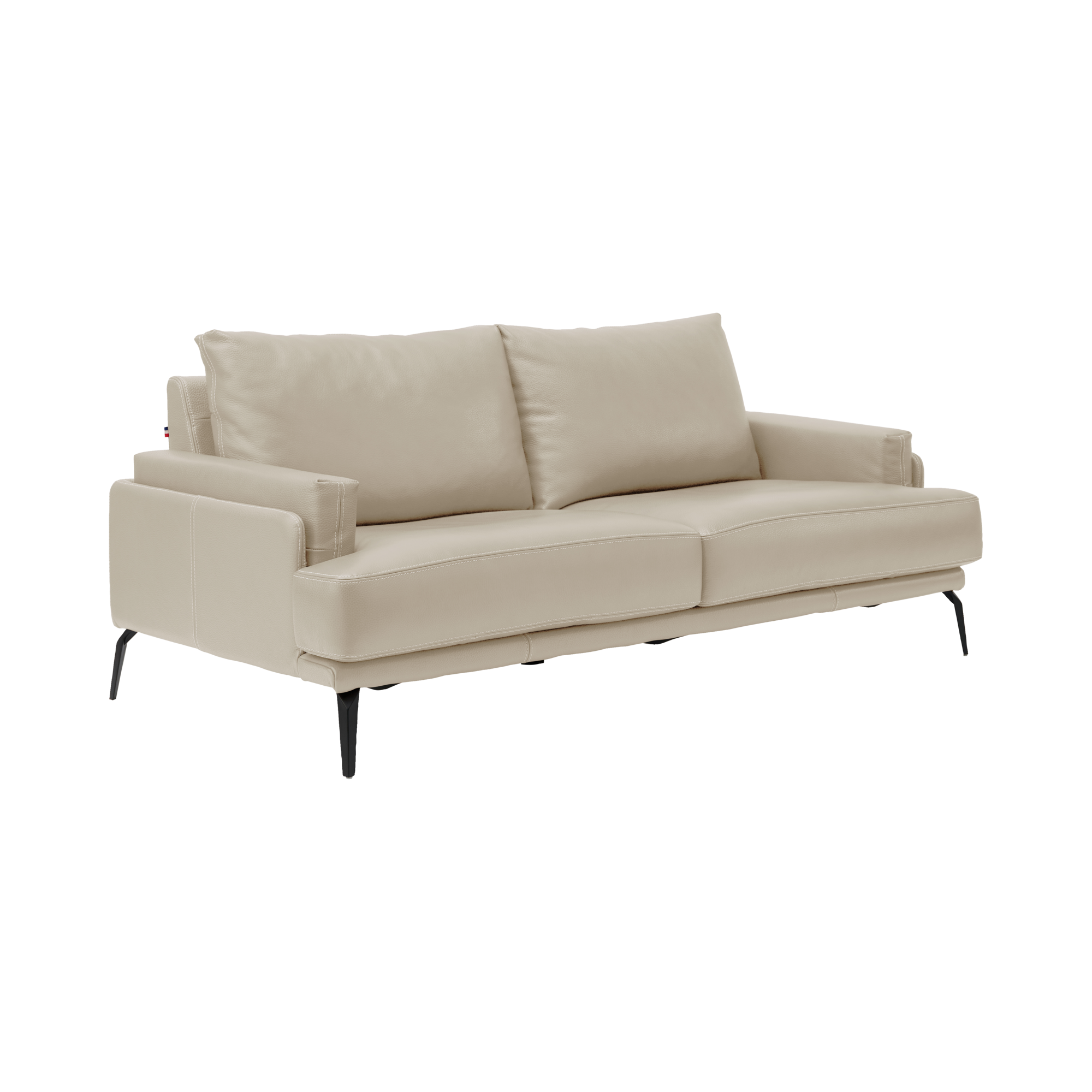 Canapé cuir Basile - Grand 3 places - Sable | Leroy Merlin