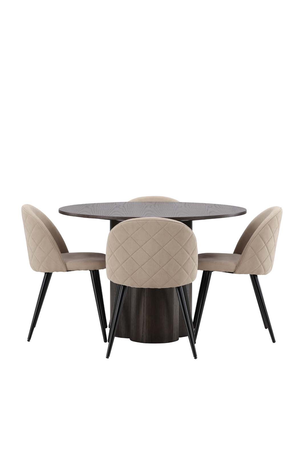 Olivia ensemble pour salle à manger table mocca et 4 Velvet chaises beige. | Leroy Merlin