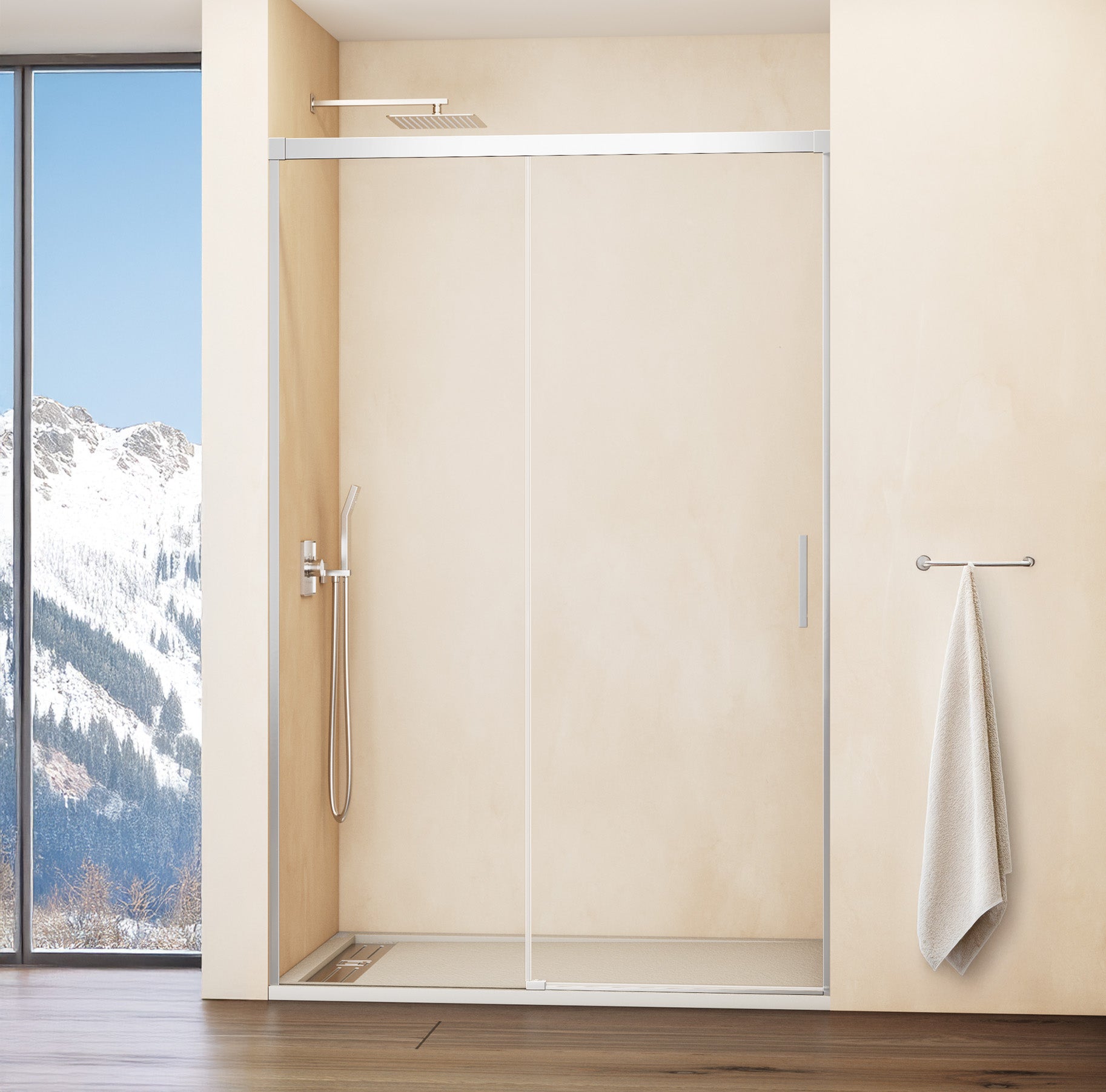 PAROI DE DOUCHE FIXE+COULISSANT 180-190 cm. MODÈLE: BASICA | Leroy Merlin