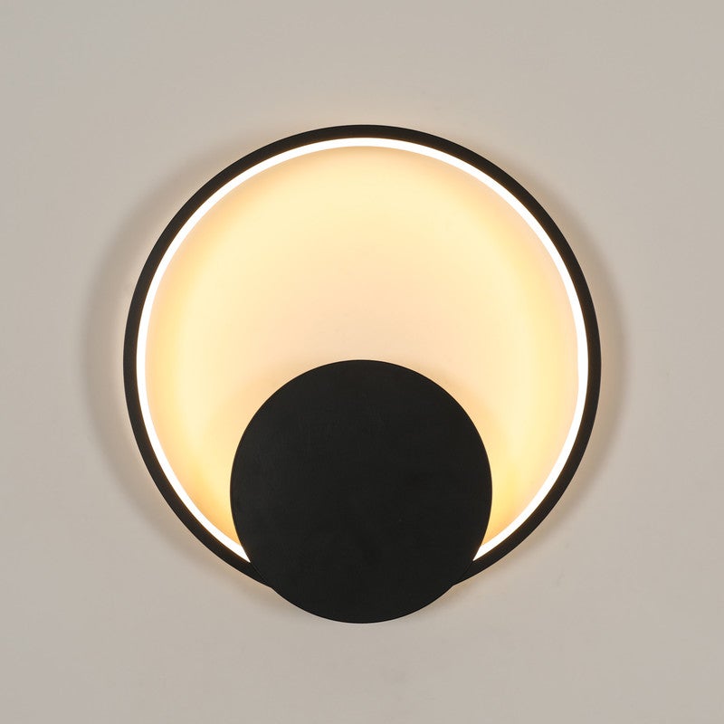 Applique murale circulaire Haobosic - Noire - 31 cm de diamètre - 18 W ...