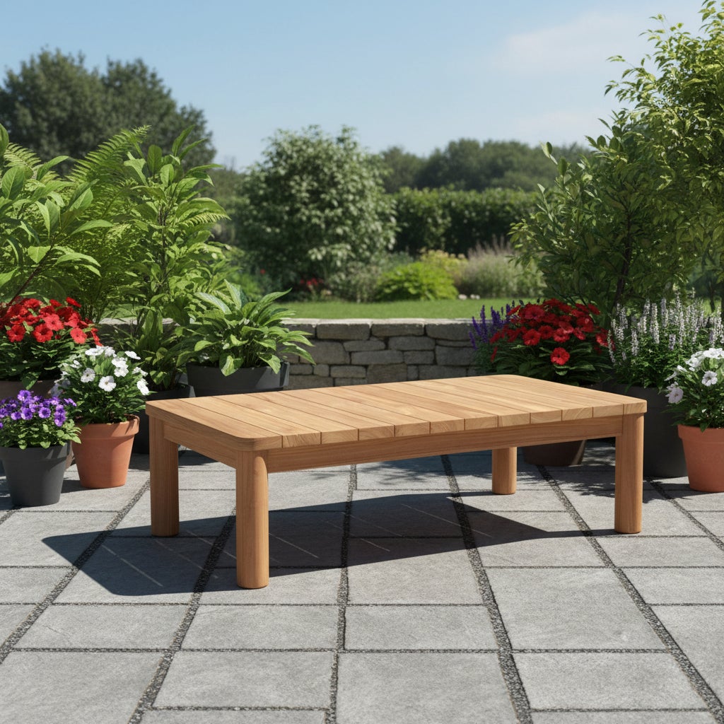 Table basse de jardin rectangulaire en Teck Marron | Leroy Merlin