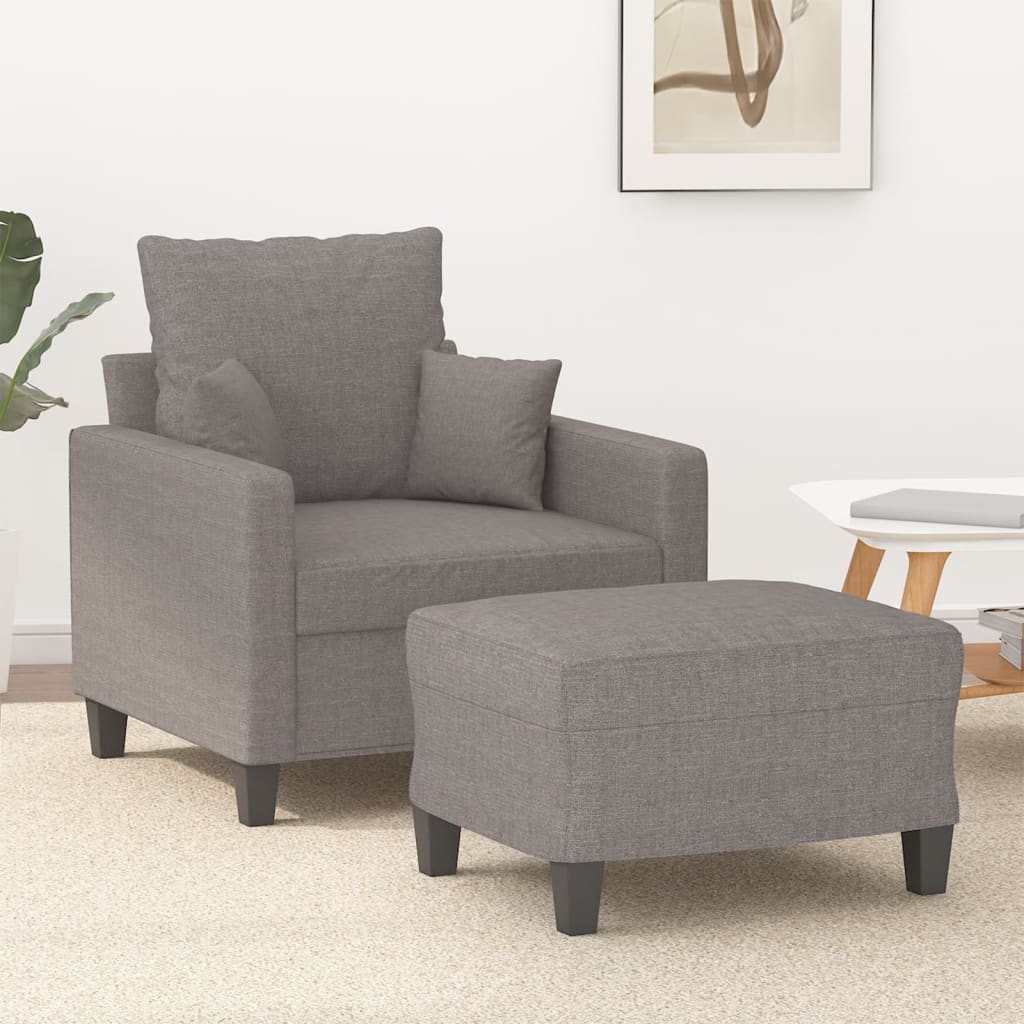 Maison Exclusive - Sillón con taburete tela gris taupe 60 cm | Leroy Merlin