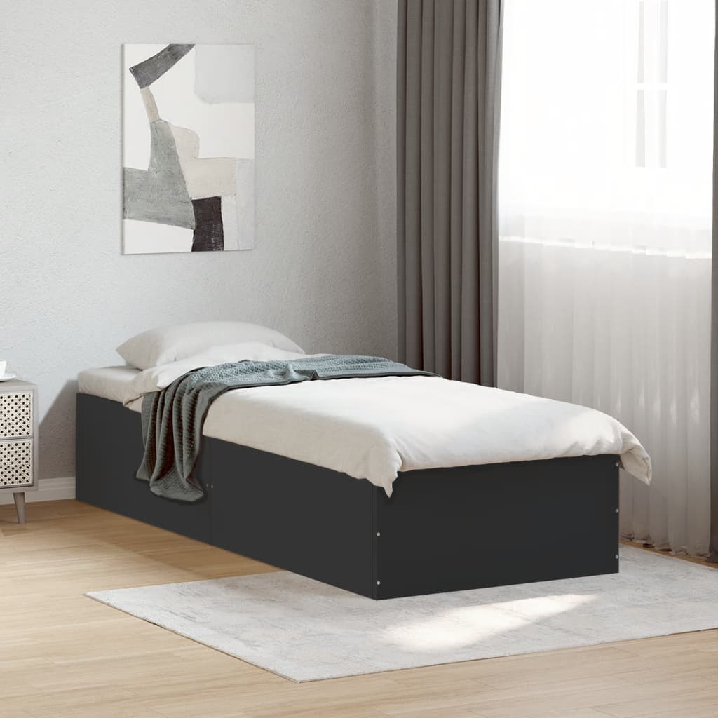 Estructura de cama negra de madera contrachapada 90x200 cm | Leroy Merlin