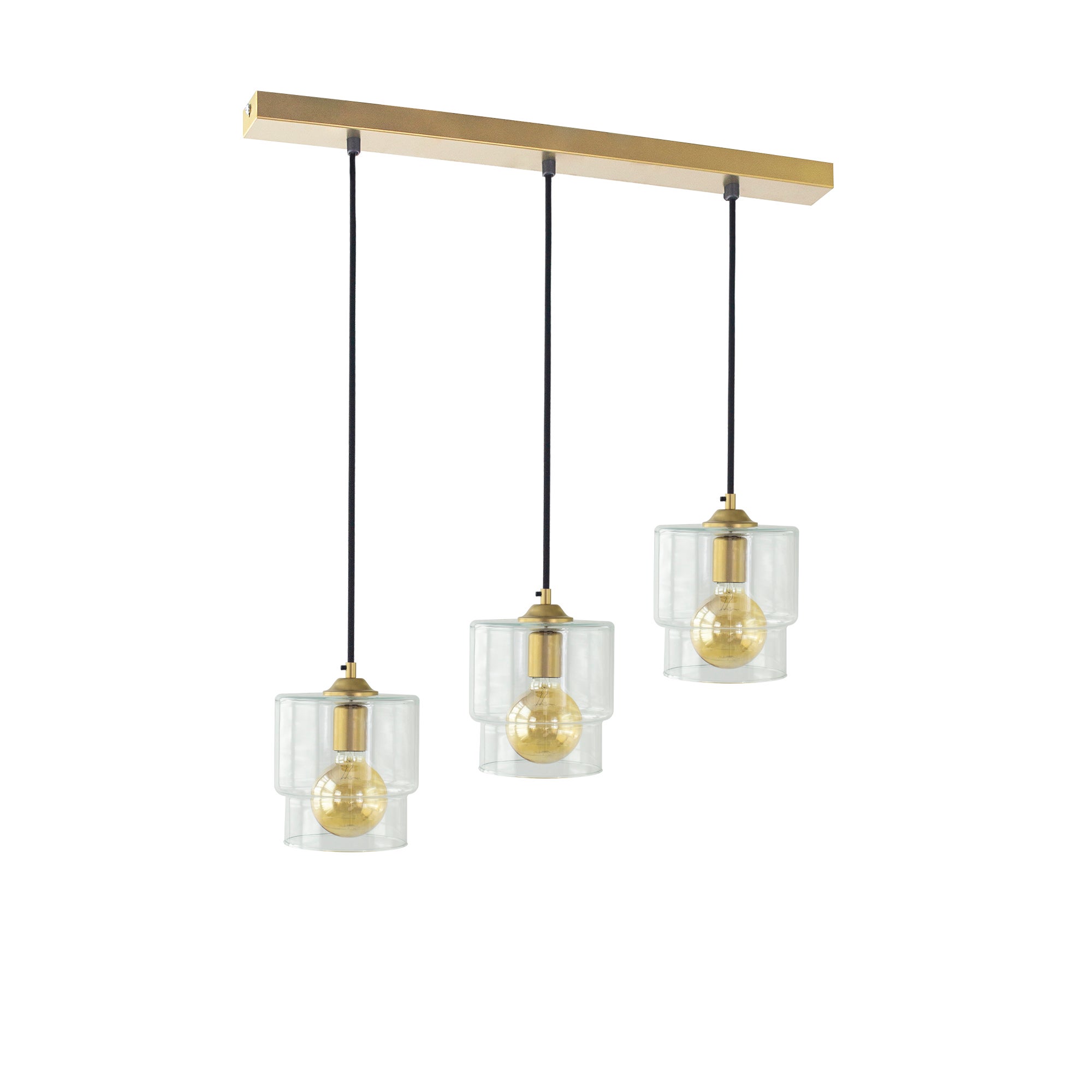 Suspension dorée et verre transparent | Série FIONA | Leroy Merlin