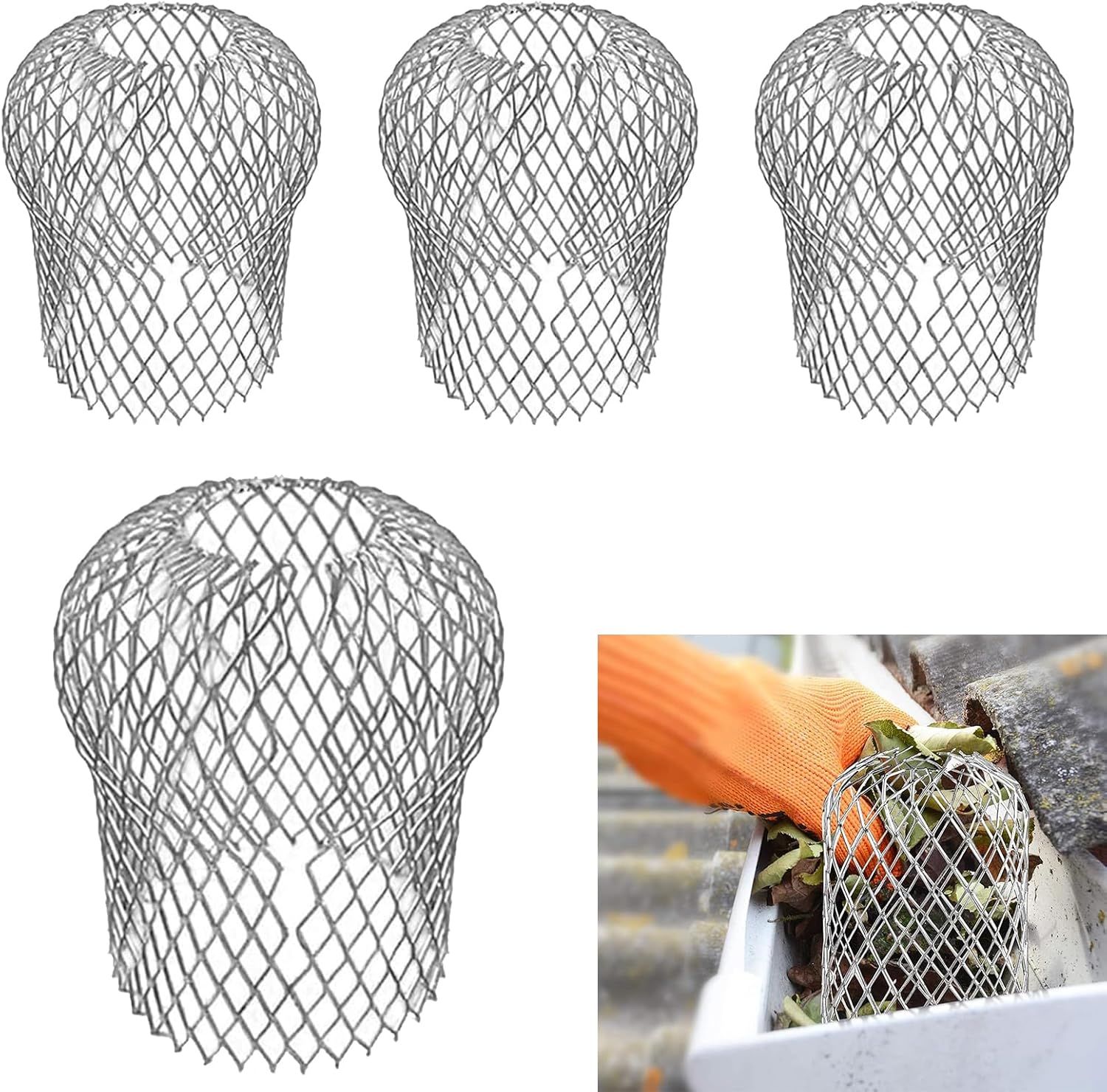 Lot de 4 protections de gouttières en métal pour gouttières - Grille de ...