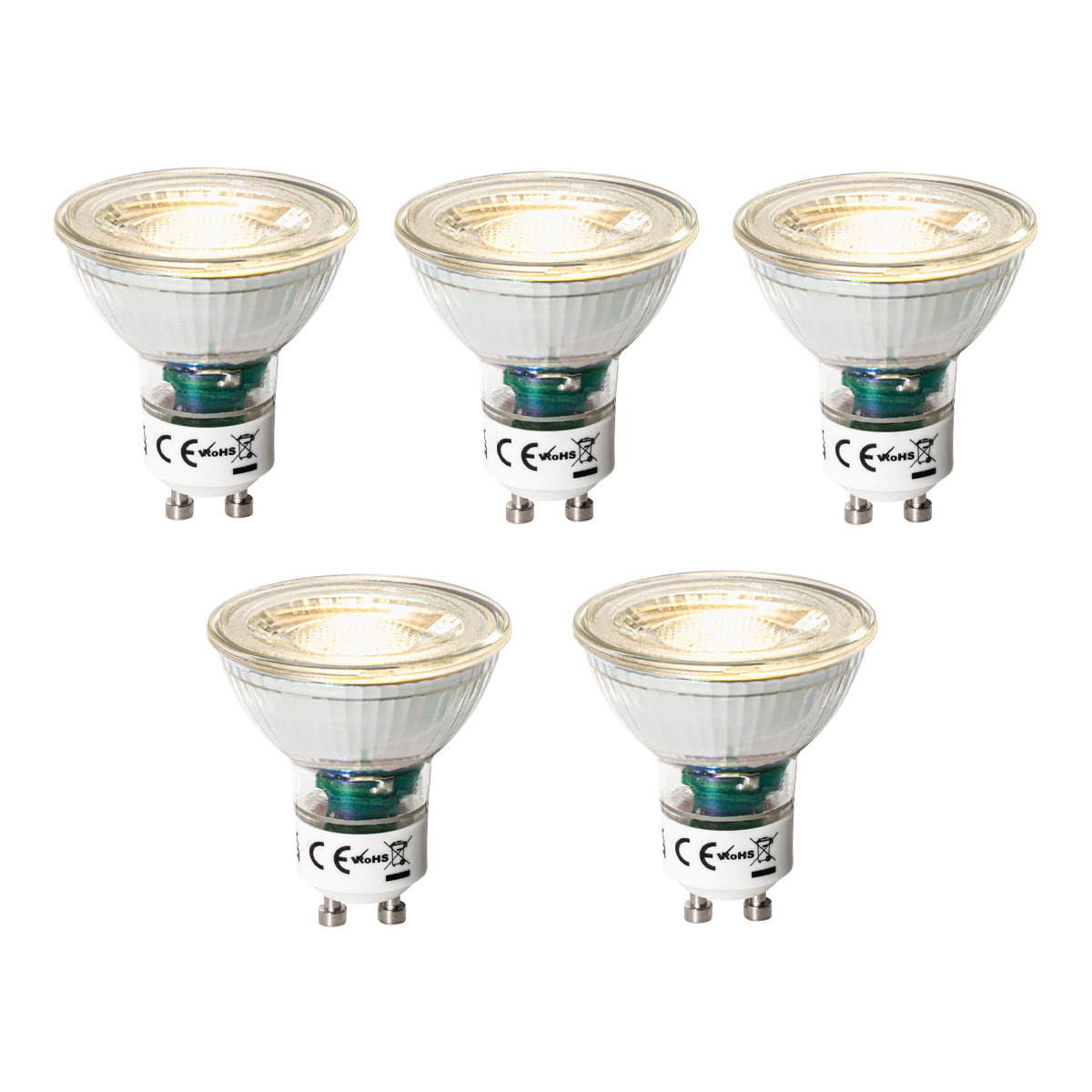 Juego de 5 bombillas LED GU10 regulables en 3 pasos 7W 600 lm 2700K | Leroy Merlin