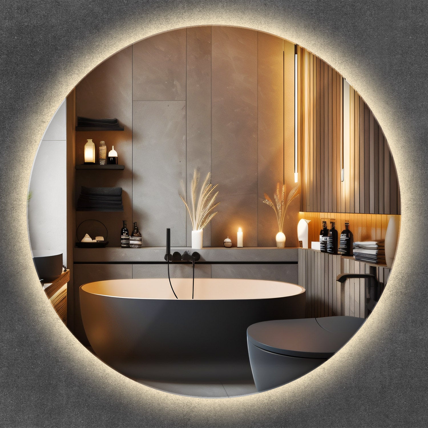 Miroir LED Rond Maquillage 80 cm | Lumière Chaude | Miroir Lumineux ...