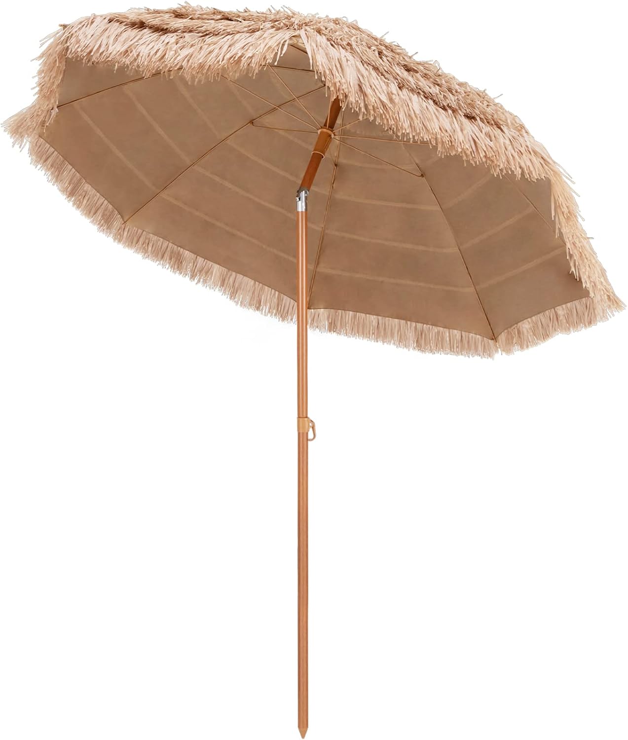 Parasol en Paille PP Φ208 CM, Parasol de Plage Inclinable, Parasol ...