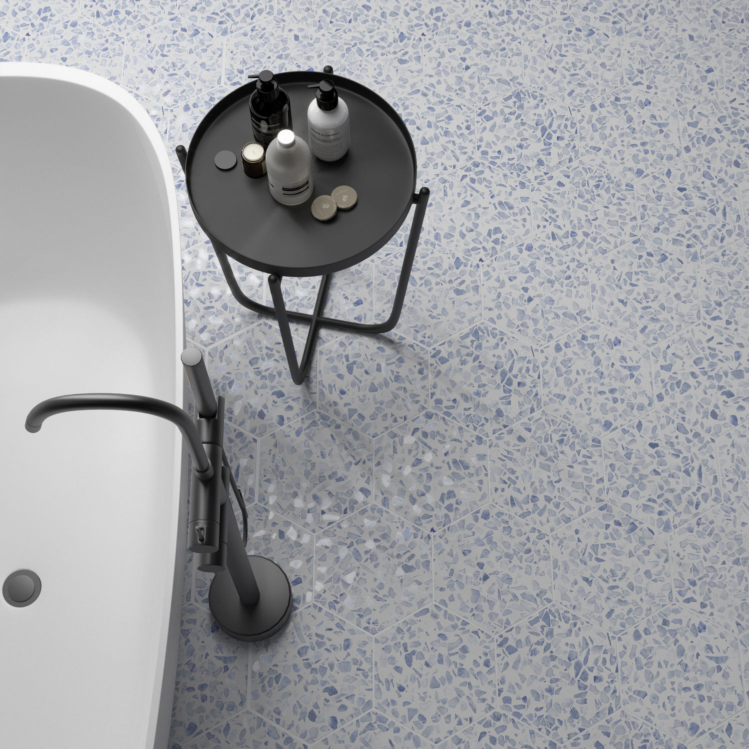 Carrelage sol hexagonal Terrazzo bleu 23x23 cm - Reflex boutique ...