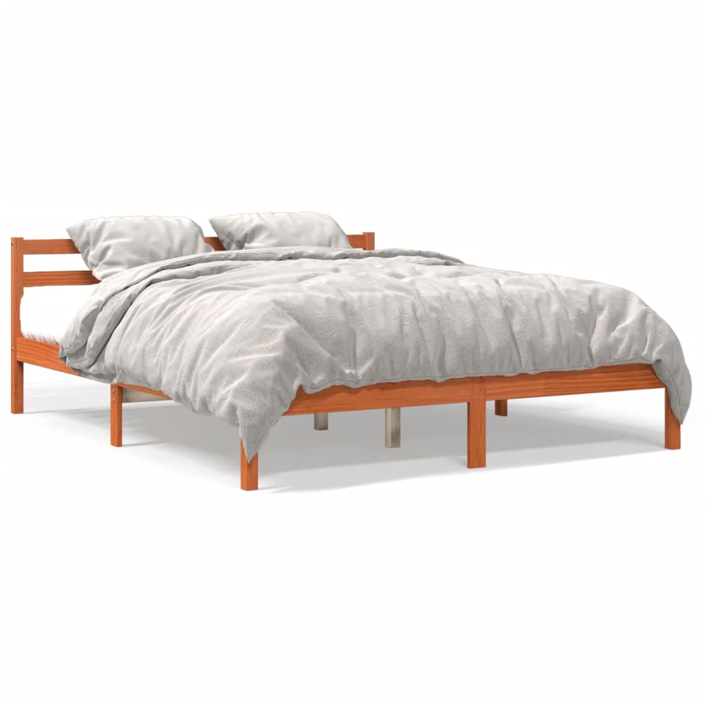 Maison Exclusive - Cadre de lit sans matelas cire marron 180x200cm bois ...