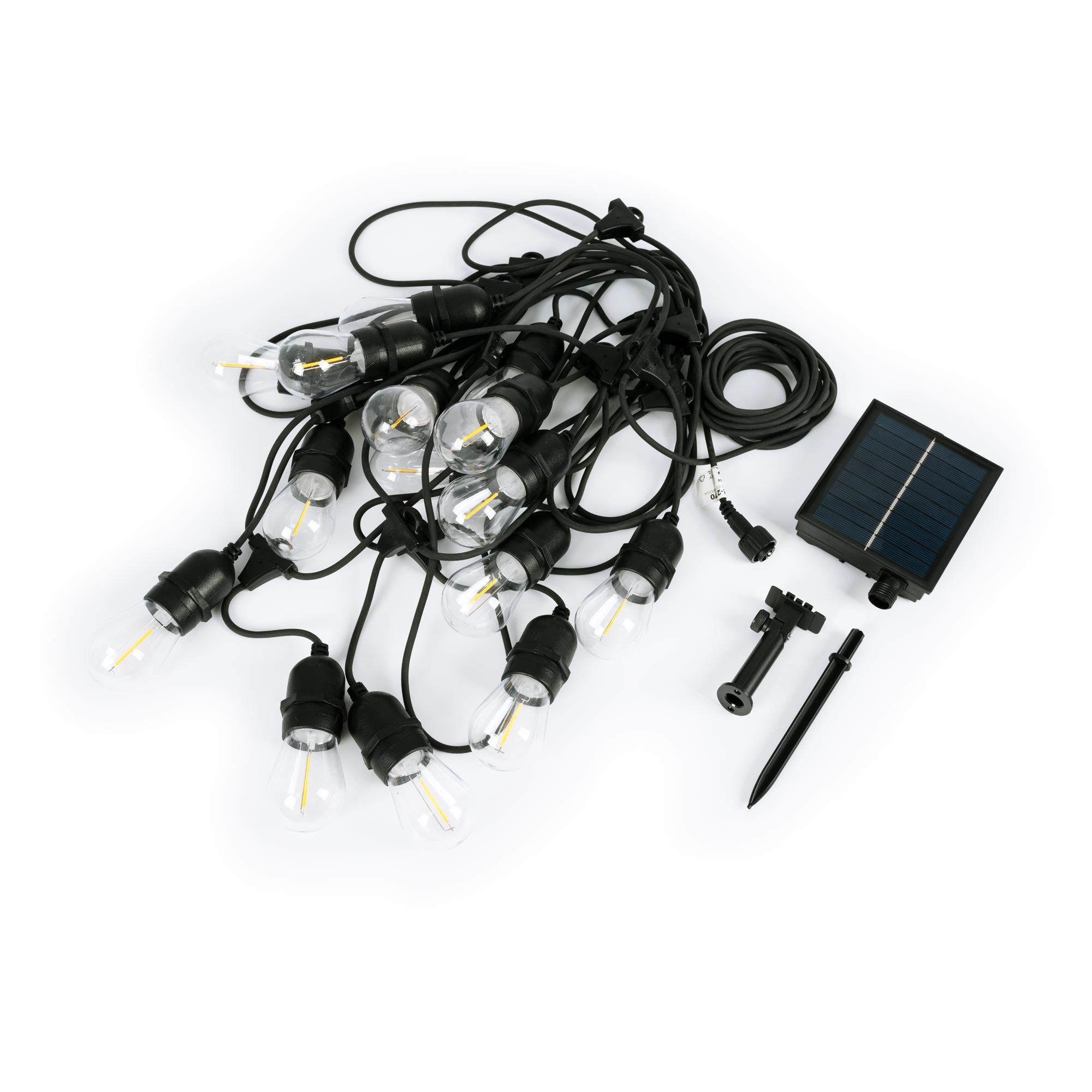Guirnalda solar exterior - 15 Bombillas LED filamento E27 - IP44 - 10 ...