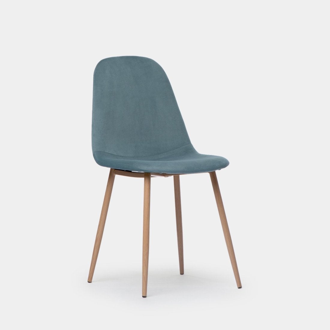Chaise de salle à manger rembourrée en velours bleu teal avec pied ...