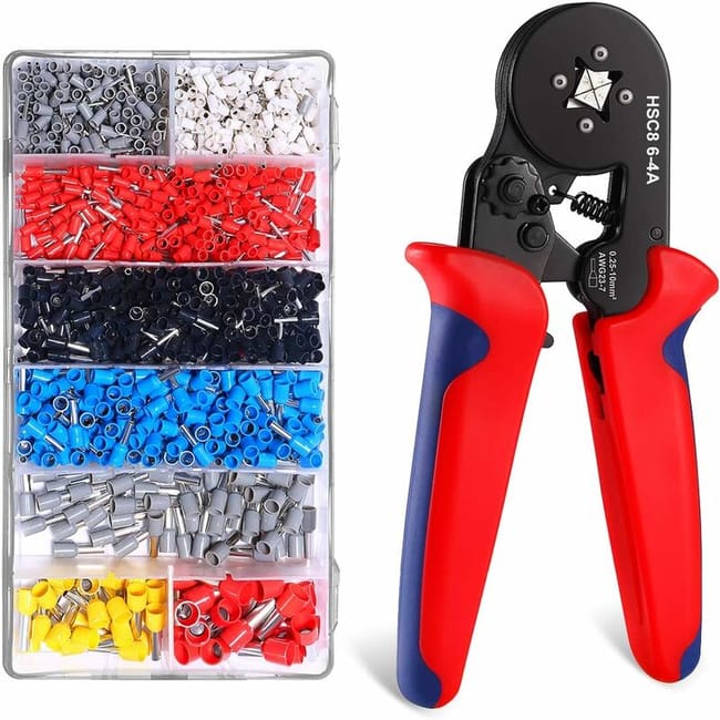 Kit d'outils de sertissage de bornes, comprend 1200 embouts de câbles de 0,25 à 10 mm² et une ...