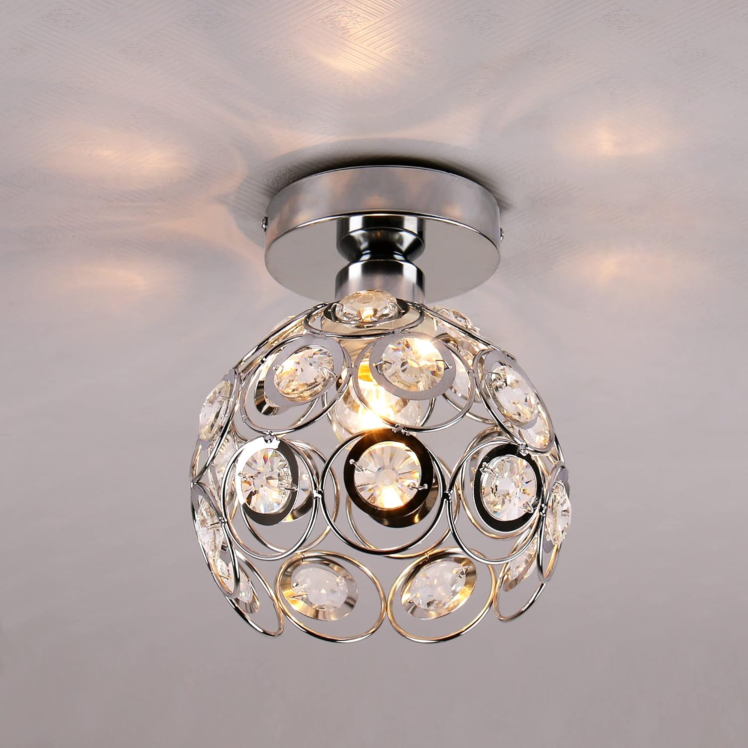 Moderne Plafonnier Industrielle Cristal en Métal Fer 20cm, Luminaire l ...