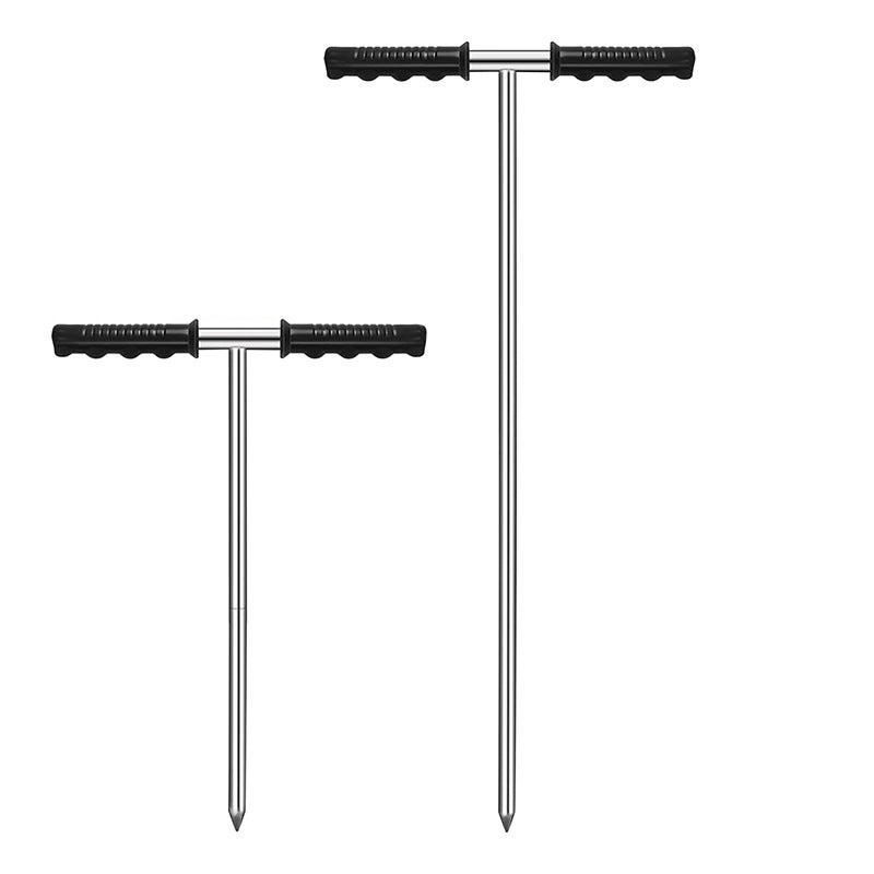 1 x sonde de sol en acier inoxydable, sonde de sol en métal, poignée en ...