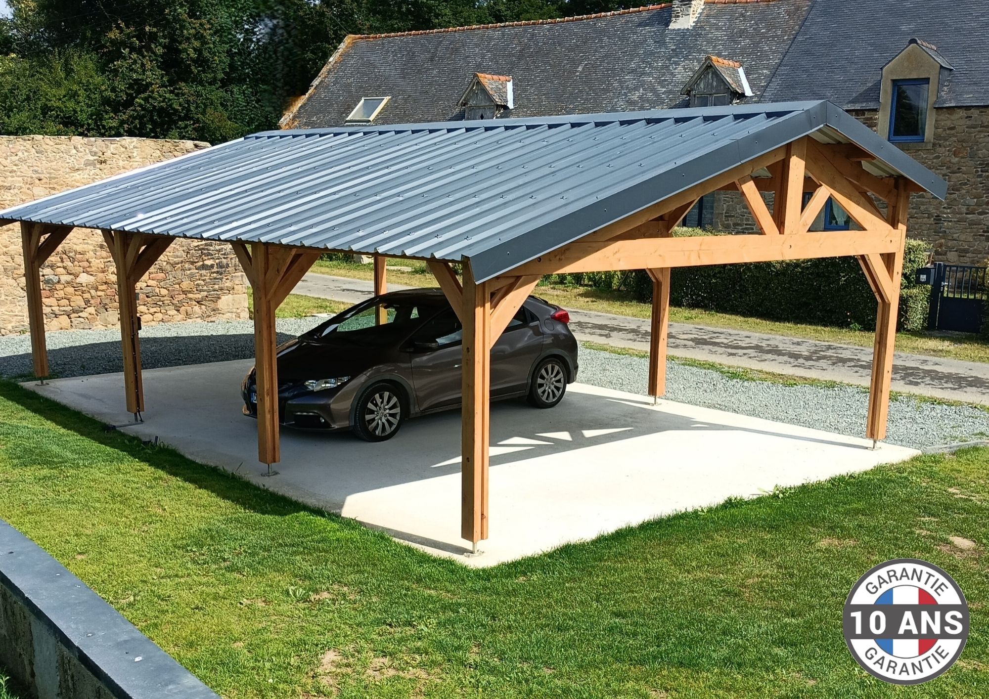 Charpente deux pentes faitage décalé 600cmx950cm, bois DOUGLAS Français ...